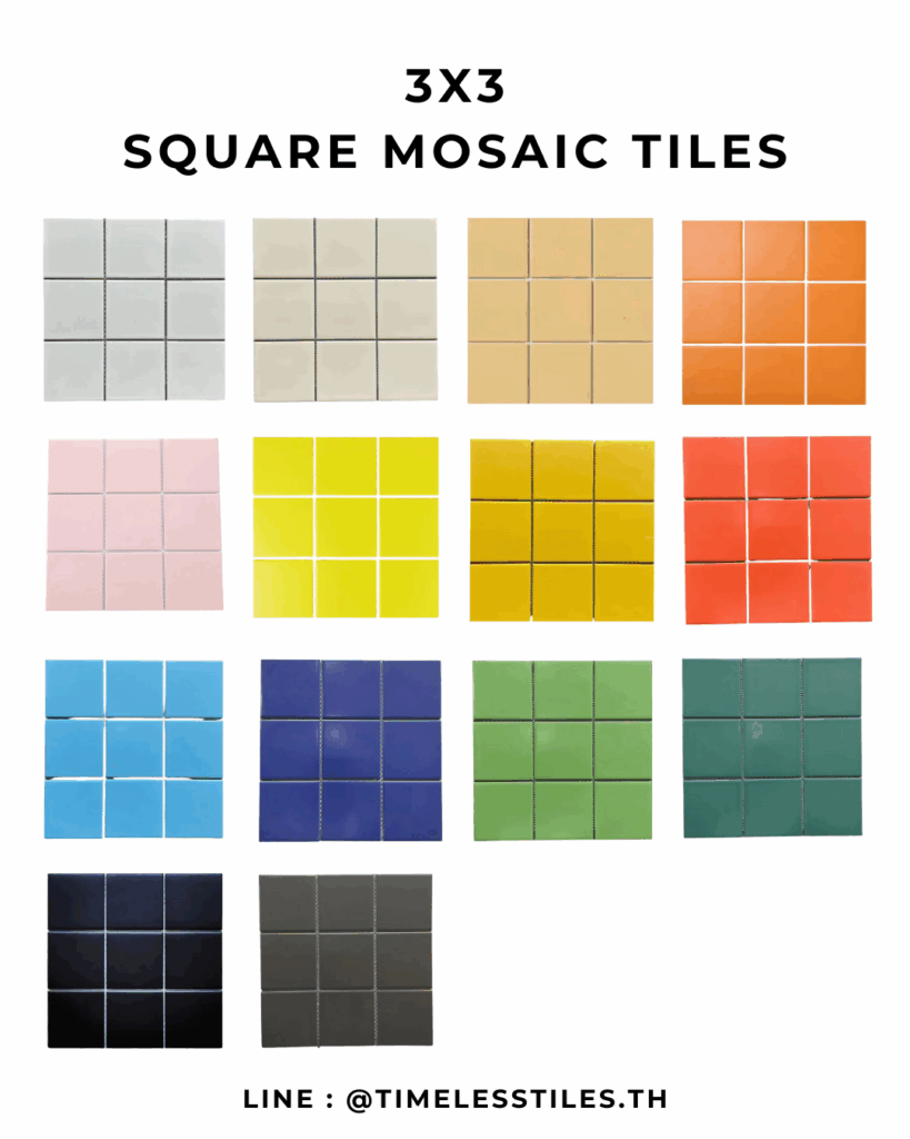 3x3 Square Mosaic Tiles กระเบื้องโมเสก 97 MM. - Timeless Tiles