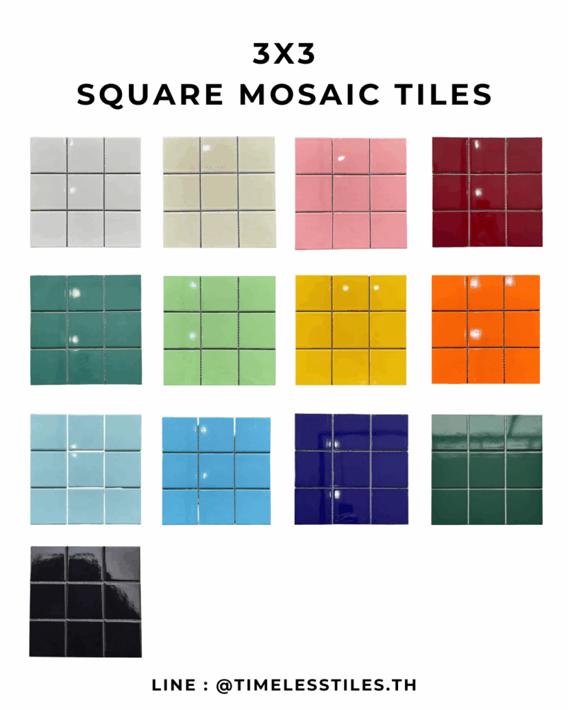 3x3 Square Mosaic Tiles กระเบื้องโมเสก 97 MM. - Timeless Tiles
