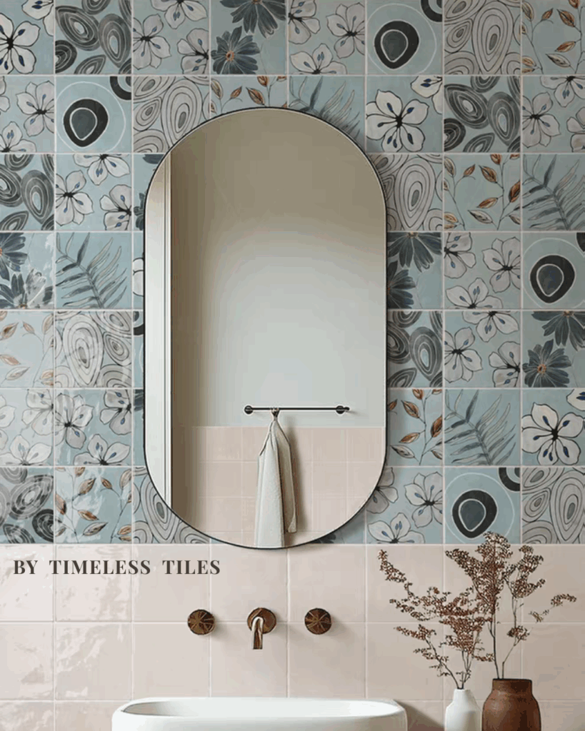 Femme Flower Vintage Tiles กระเบื้องลายดอกไม้ 150x150 MM. - Timeless Tiles